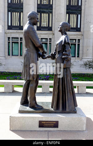 Statues of Joseph and Emma Smith, Temple Square, Salt Lake City, Utah ...