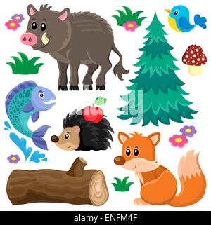 Forest animals theme set 1 - picture illustration Stock Photo - Alamy