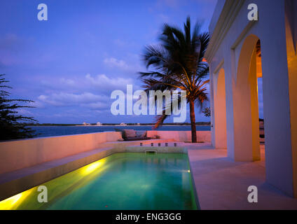 Forodhani house pool at sunset, Lamu county, Shela, Kenya Stock Photo ...