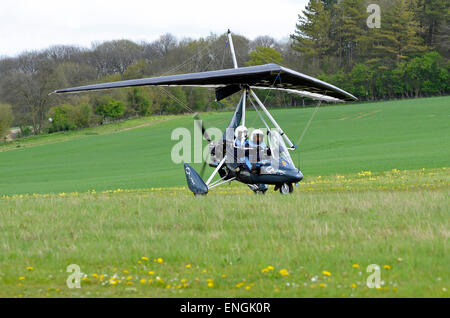 Pegasus flex-wing microlight aircraft taking-off from Breighton ...