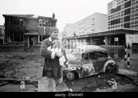 Aftermath of the riots which broke out in the Broadwater Farm estate in ...