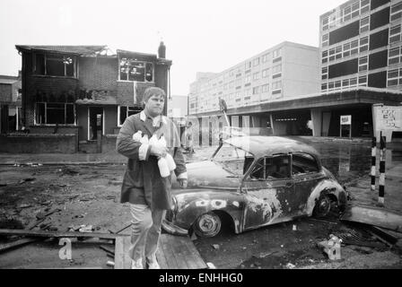 Aftermath of the riots which broke out in the Broadwater Farm estate in ...