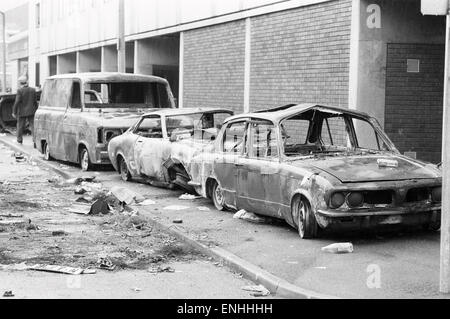 Aftermath of the riots which broke out in the Broadwater Farm estate in ...