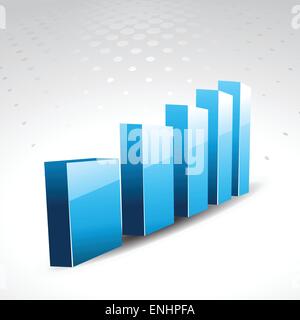 3D Bar Chart Vector - Increasing Gradient Red to Blue - Data Growth ...