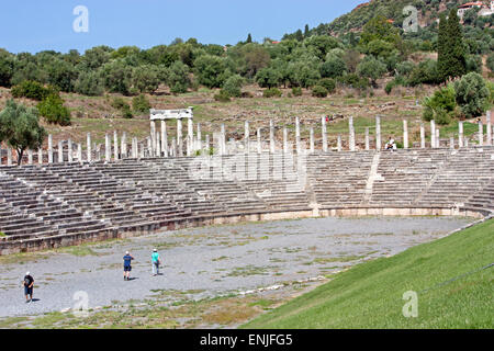 The well preserved stadium at Ancient Messene (Messini), The Pelponnese ...
