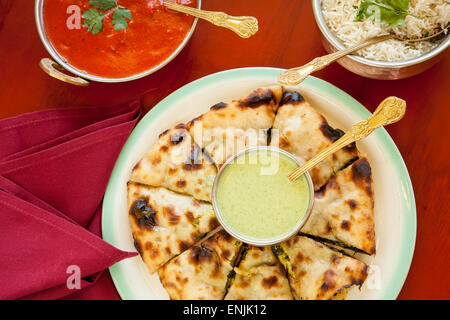 saag naan with rice and red chile sauce, Himalaya, Cuisine of Nepal ...