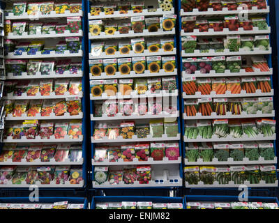 Seed packets on display in Garden Centre UK Stock Photo - Alamy