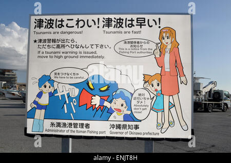 Okinawa, Japan, signs for the tsunami Stock Photo - Alamy
