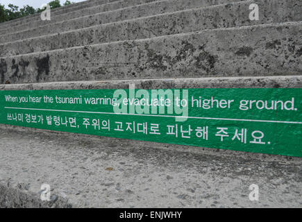 Okinawa, Japan, signs for the tsunami Stock Photo - Alamy