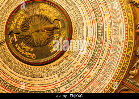 Calendar detail of 15th century astronomical clock (1472) in St. Mary's ...