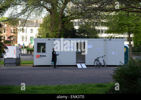 A Portakabin portable building set up as a polling station for the 2015 ...