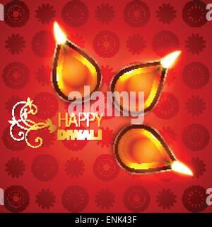 Vector illustration of beautiful diya on transparent background Stock ...