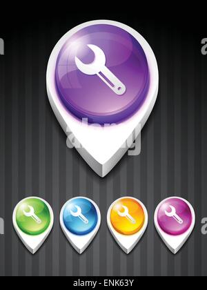 Map pointer setting icon sign. Seamless abstract background with geometric shapes. Vector ...