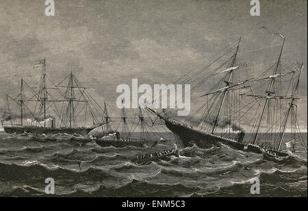 The sinking of CSS Alabama at the Battle of Cherbourg in 1864. CSS ...