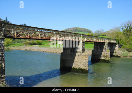 Former wireworks railway bridge over the River Wye, Tintern Stock Photo ...