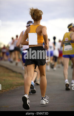 The competitors in the marathon line up at the start: (l-r, all USA ...
