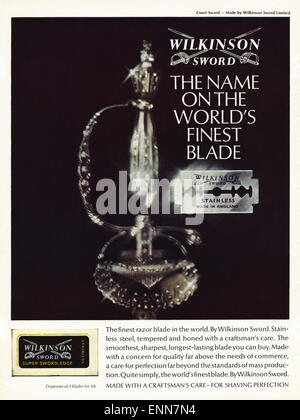 Advertisement for WILKINSON SWORD razor blades magazine advert circa ...