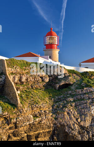 Lighthouse at Cape St. Vincent or Vincentine atlantic coast near Sagres ...
