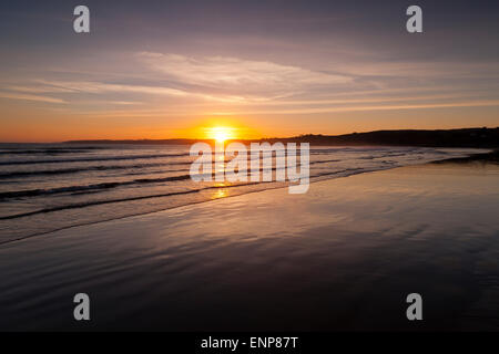 Sunset At Carne Beach,The Roseland, Cornwall,South West,UK Stock Photo ...