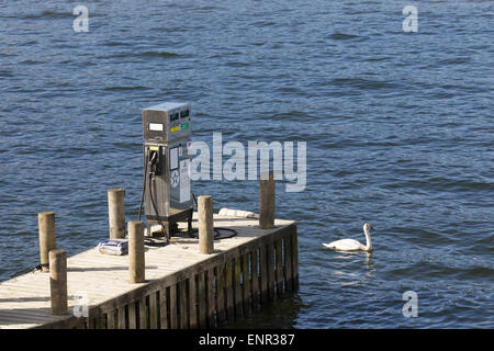 Last fuel station & pump on Lake Windermere for boats Stock Photo - Alamy