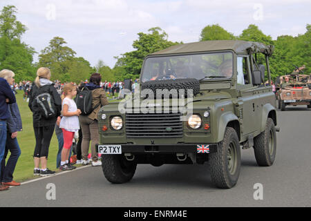 British Army Land Rover Defender during an exercise on Salisbury Stock ...