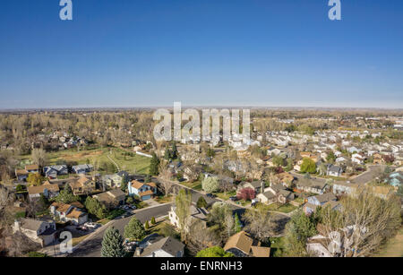 aerial view of Fort Collins residential area, typical along Colorado ...