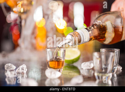 Snifters on bar desk, close-up Stock Photo - Alamy