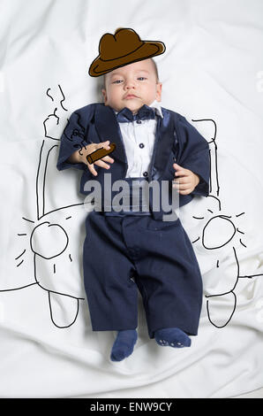 Little Boy Smoking a Cigar Stock Photo - Alamy