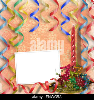 Festive invitation or greeting with ribbons and sphere Stock Photo - Alamy