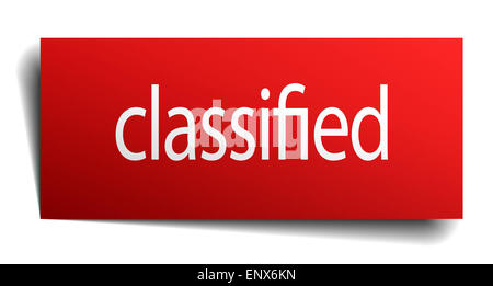 classified blue square isolated paper sign on white Stock Photo - Alamy