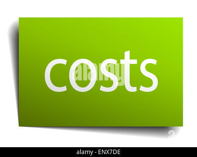 costs green square sticker on white background Stock Photo - Alamy