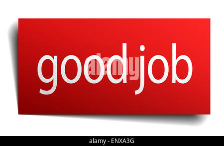 good job blue square sticker isolated on white Stock Photo - Alamy