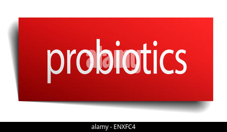 probiotics blue paper sign on white background Stock Photo - Alamy