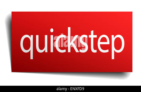 Quickstep red 3d square button isolated on white Stock Photo - Alamy