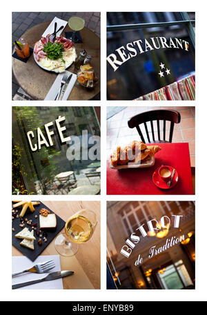 Restaurants and French bistro on a collage Stock Photo - Alamy