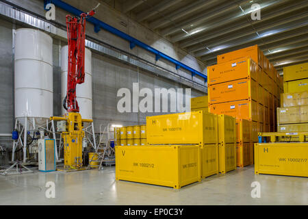 Containers of low-level radioactive waste stacked in Vault 8 at the Low ...