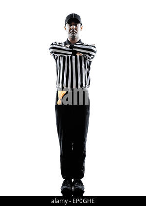 american football referee gestures in silhouette on white background ...