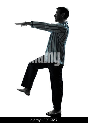 Male sleepwalker on white background Stock Photo - Alamy