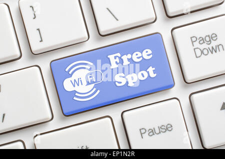 Blue wifi key on keyboard Stock Photo - Alamy