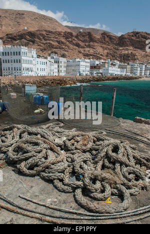 Yemen, Arabian Sea, Al Mukalla, Sunrise over the port city of Al ...
