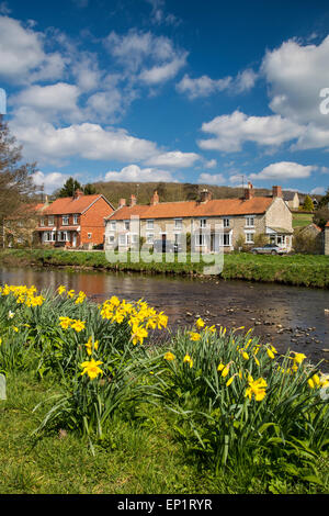 Spring at Sinnington Village and the River Seven, near Pickering, North ...