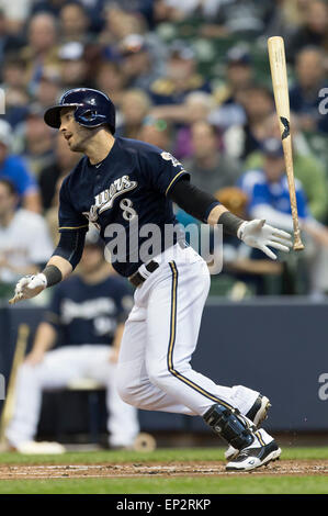 MILWAUKEE, WI - MAY 11: Ryan Braun #8 of the Milwaukee Brewers high ...
