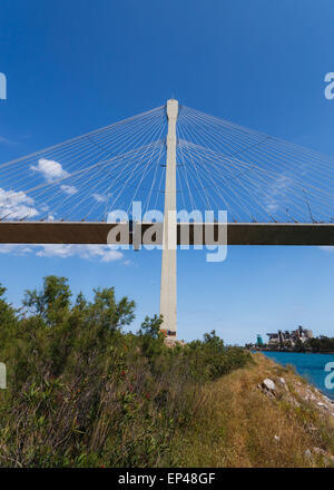 The new cable bridge of Chalkida, Greece that connects the island of ...