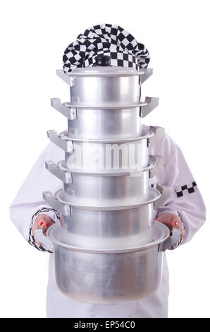 Woman cook with ladle on white Stock Photo - Alamy