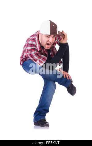 Man dancing modern dances on white Stock Photo - Alamy