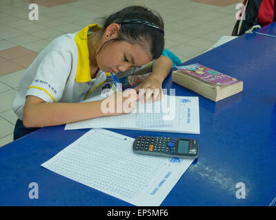 Girl doing math exercises in primary school in Singapore Stock Photo ...