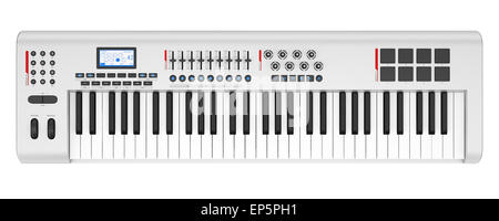 top view of gray synthesizer isolated on white Stock Photo - Alamy