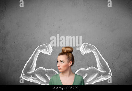 Young woman with strong muscled arms Stock Photo - Alamy