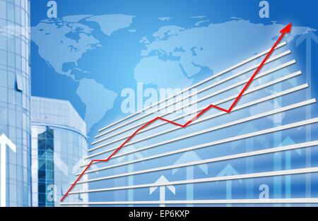 Graphical chart with red arrow up Stock Photo - Alamy