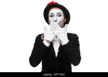 Portrait of the frightened mime Stock Photo - Alamy